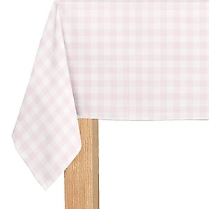 Coterie Light Pink Gingham Paper Tablecloth | Rectangle Tablecloth/Table Cover for Thanksgiving, Bridal and Baby Shower, Tea Party, Garden Party, Birthday Party | 8.5' by 4.5' Table Cloth Rectangle