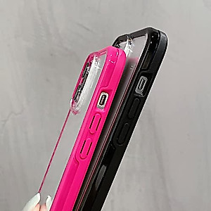 Clear Designed for iPhone 14 Pro Max Case, Cute Shockproof Military Grade Protection Hard Back Phone Case with Airbag Soft Edge, Slim Protective Bumper Cover for Women Men Girls (Black)