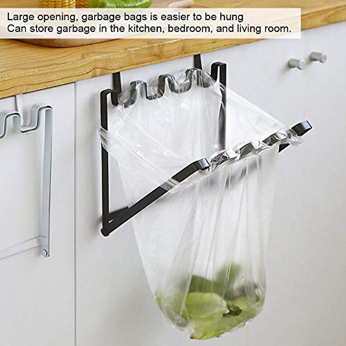 Household Waste Garbage Bag Hanging Rack Rubbish Bag Holder Kitchen Cabinet Bag Rack Holder Accessory Waste Bag Rack Kitchen Supplies(Black)