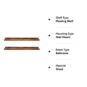 AZSKY 48 Inches Long Wood Photo Picture Ledge Shelf with Lip Floating Shelves for Nursery Books Set of 2 Rustic Wall Shelf for Kids Bedroom Office Bathroom Living Room Frames