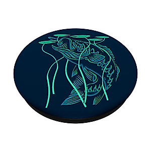Bass Fishing Bass Rising Lilly Pad Largemouth Bass Bluegreen PopSockets Swappable PopGrip