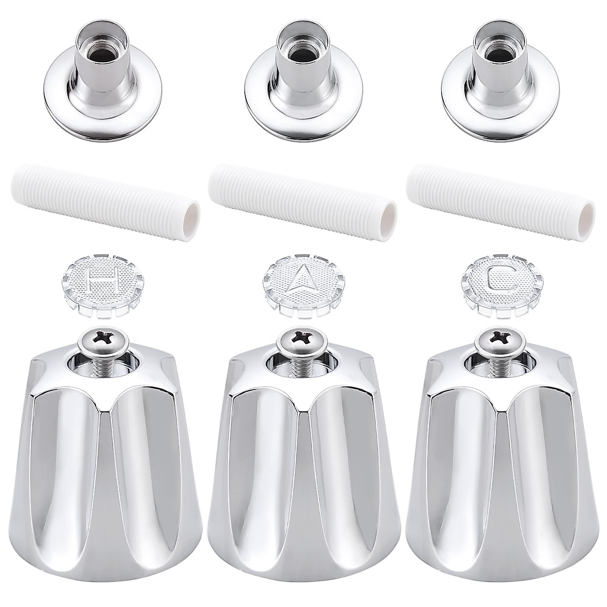 Shower Knobs 3 Piece Replacement for Fit for Price Pfister Tub Shower Faucet Handle Remodel Trim Kit, 3 Pieces Hot Cold and Diverter Shower Handles Replacement,Polished