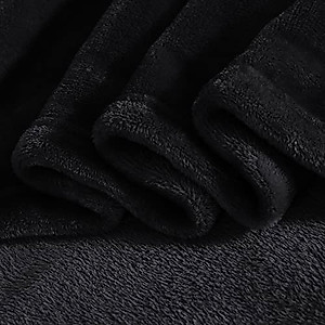 PONY DANCE Fleece Throw Blanket for Couch Black - Lightweight Plush Fuzzy Cozy Soft Blankets and Throws for Sofa,71x79in