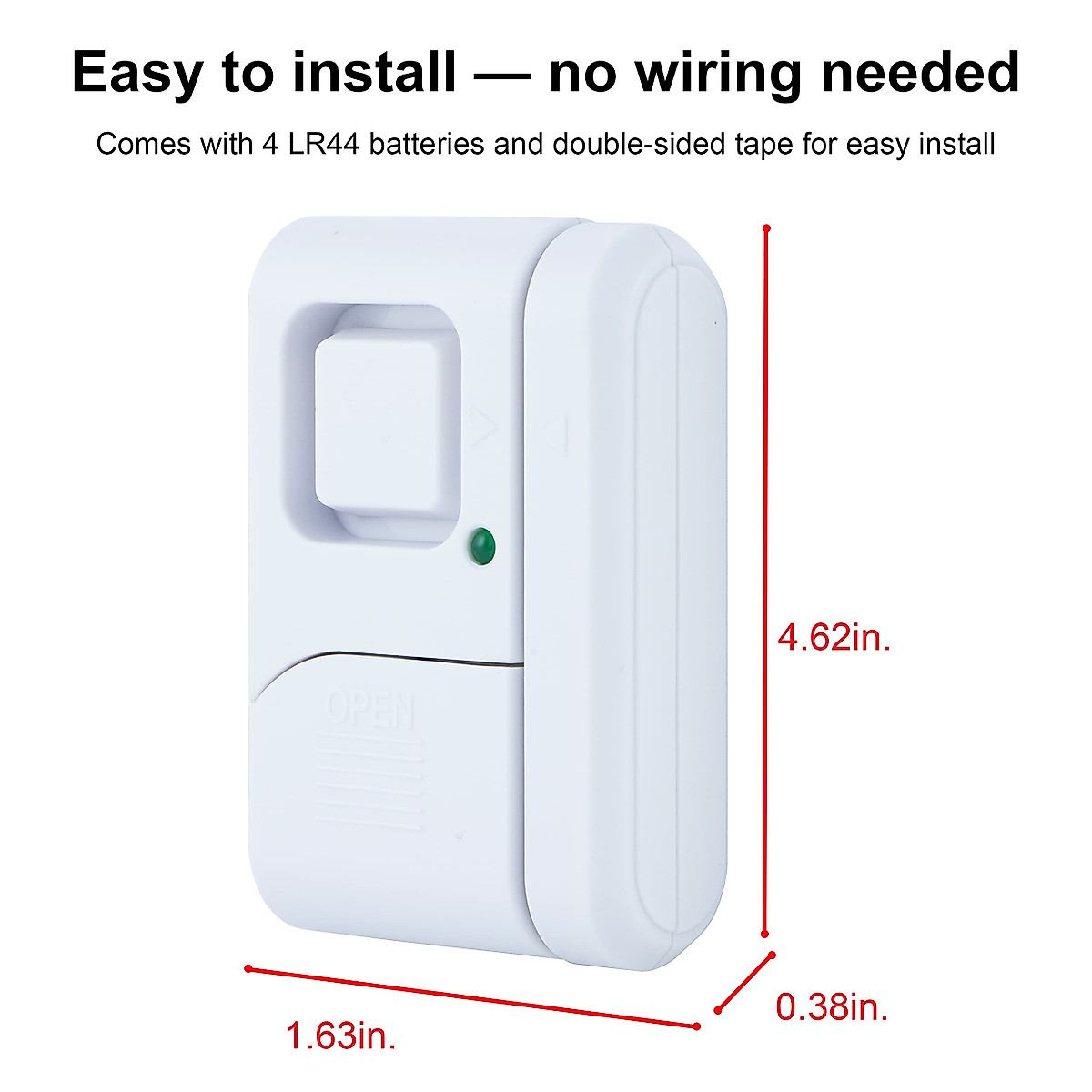 GE Personal Security Window and Door Alarm, 1 Pack, DIY Protection, Burglar Alert, Wireless Chime/Alarm, Easy Installation, Home Security, Ideal for Home, Garage, Apartment and More,White, 56789