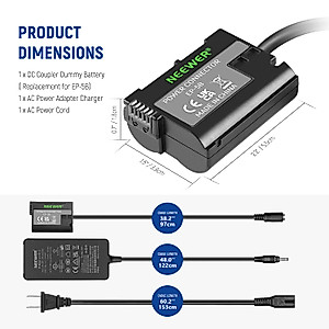 NEEWER Dummy Battery with AC/DC Coupler Power Adapter Replacement for EP-5B/EN-EL15, Power Supply Compatible with Nikon Z5 Z6 Z7 Z6II Z7II D500 D610 D750 D780 D800 D810 D850 D7000 D7100 D7200 D7500