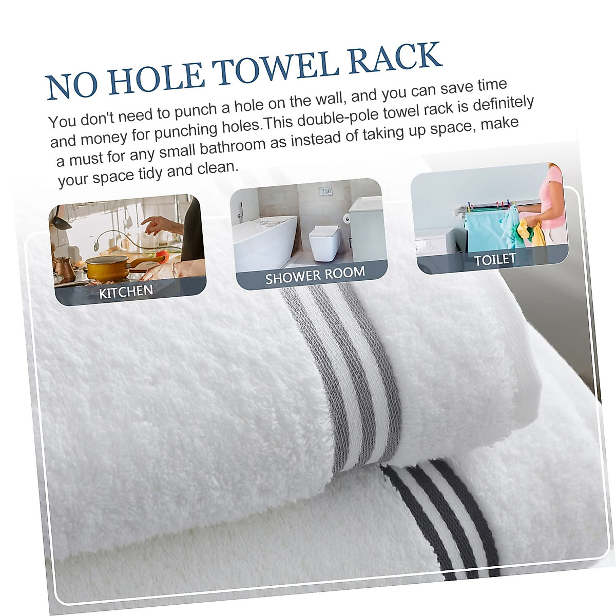Towel Roll Holder Bath Towel Rack Kitchen Towel Bar Toilet Tissue Rack Towel Racks for Bathroom Wall-Mounted Storage Rack Paper Towel Organizer Towel Hanger Wall Shelf Dispenser