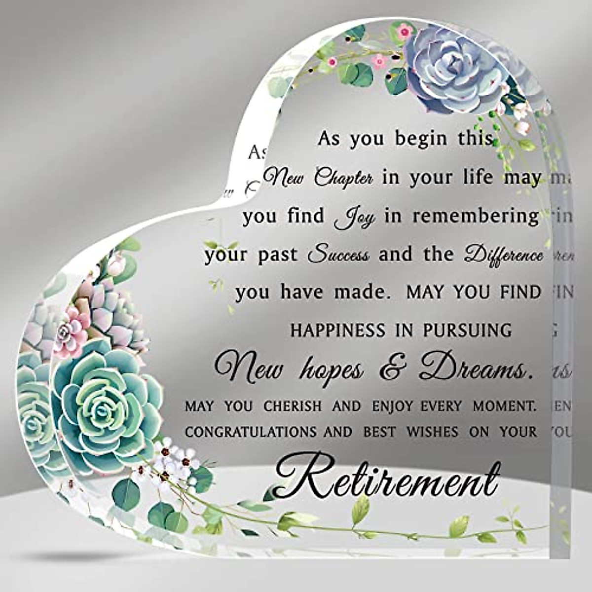 Acrylic Retirement Gifts for Women Retirement Plaque Inspirational Gifts for Retired Table Decoration for Coworker Teachers Nurses Graduation Paperweight (3.94 x 3.94 x 0.39 Inch, Classic Style)