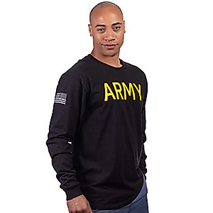Army PT Style Shirt | U.S. Military Physical Training Workout Long Sleeve T-Shirt, Black-(LSBLK,XL)
