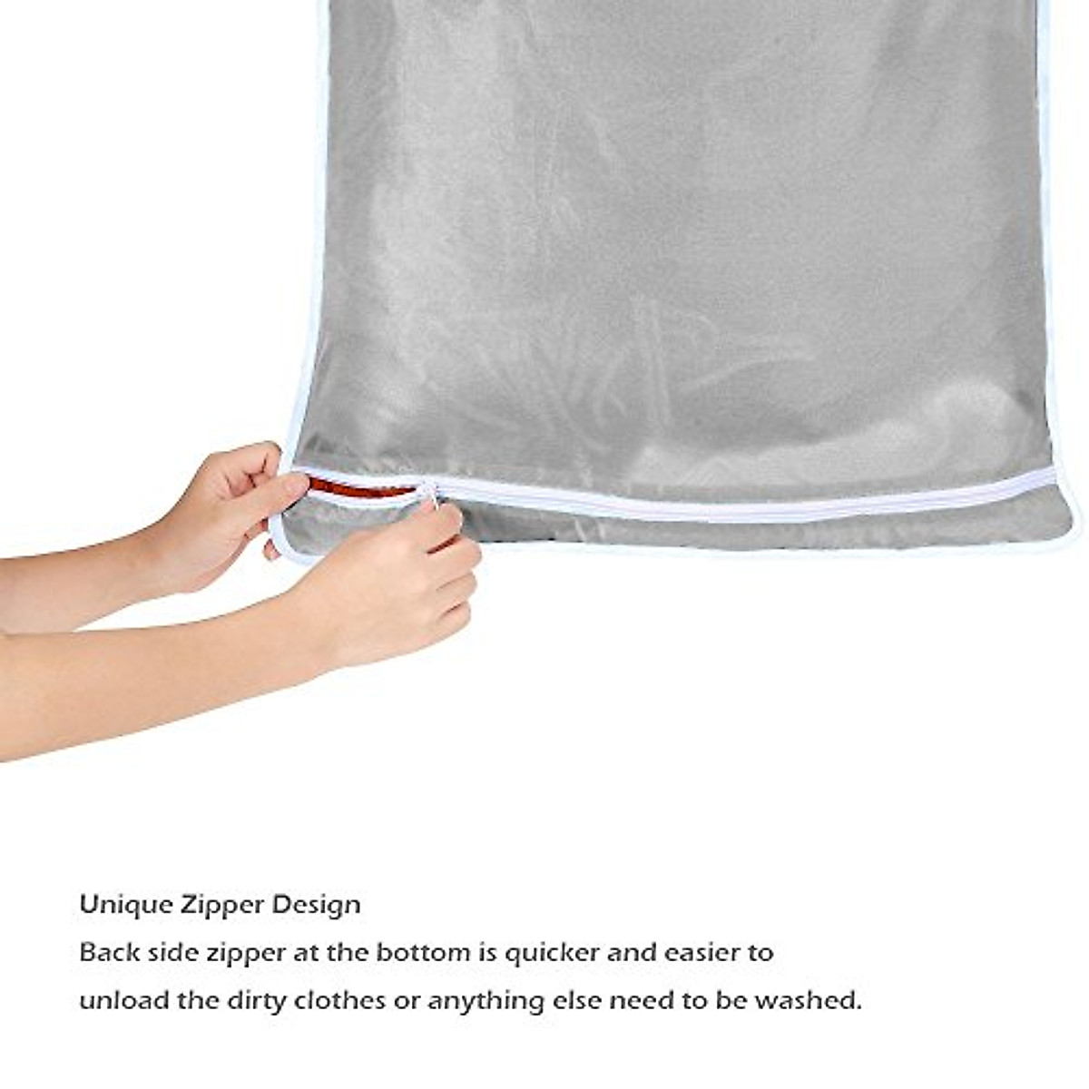 CYGQ Large Capacity Hanging Laundry Hamper Bag, Canvas Organizer Hanging Clothes Basket with Door Hooks & Strong Suction Cups for Bathroom (Grey)