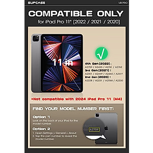 SUPCASE Unicorn Beetle Pro Series Case for iPad Pro 11 Inch (2022/2021/2020), Support Apple Pencil Charging with Built-in Screen Protector Full-Body Rugged Kickstand Protective Case (Black)