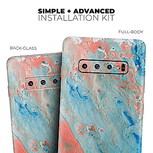 DesignSkinz Abstract Wet Paint Coral Blues Protective Vinyl Decal Wrap Skin Cover Compatible with The Samsung Galaxy S20 (Screen Trim & Back Glass Skin)