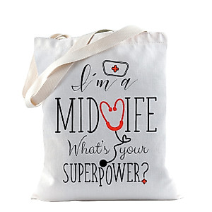 TSOTMO Midwife canvas tote bags Thank You Gifts Doula Nurse Gift Appreciation Gift I'm a Midwife what's your super power canvas tote bags (Midwife canvas)