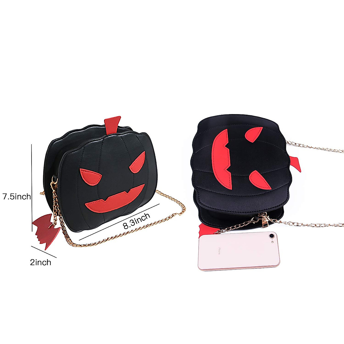 KUANG! Women Pumpkin Shoulder Bag Novelty Devil Crossbody Purse Fashion Halloween Trick or Treat Purses and Handbags for Girls (Silver)