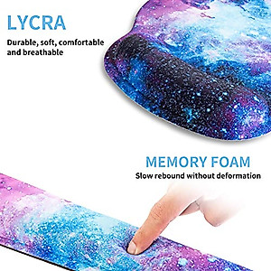 AORTDES Memory Foam Set Ergonomic Keyboard Mouse Pad Wrist Support - Keyboard Wrist Rest for Computer/Laptop/Gaming/Office - Comfortable & Lightweight for Easy Typing & Pain Relief(Gorgeous Galaxy)