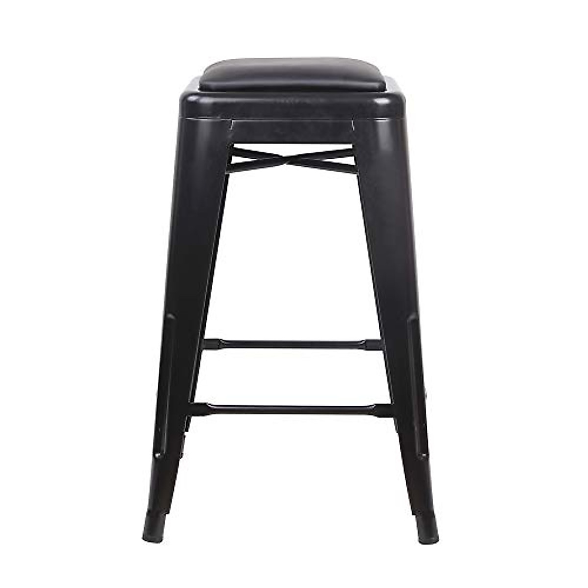 GIA 24-Inch Backless Counter Stool, Qty of 1, Matte Black with Black Vegan Leather Seat