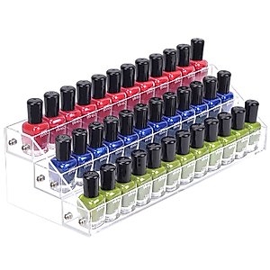 Umirokin Nail Polish Rack 3 Tier Acrylic Display Stand Holder Nail Polish Organizer Essential Oil Storage Paint Shelf Holds Up to 36-56 Bottles