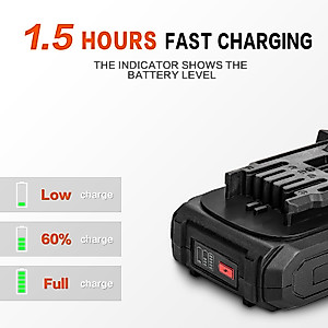 Berserker 20V Lightweight Leaf Blower Cordless 2.0Ah Battery Operated and Fast Charger Included,2 Speeds 150CFM 170MPH Portable Rechargeable Patio Blower for Small Lawn Care,Sidewalk Dust Cleaning