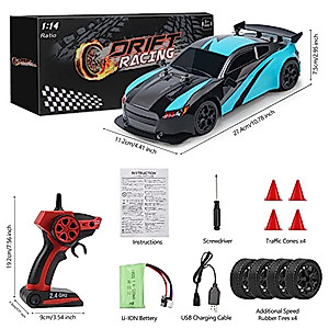Rhybor GT RC Drift Car Remote Control Car Sport Racing Hight Speed Drift Cars, 1/14 RC Car for Adults Kids Gifts, 4WD 25KM/H RC Drift Vehicle with LED Lights
