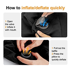 Maliton Inflatable Foot Rest Pillow, Airplane Travel Bed for Toddler, Car Seat Foot Rest for Kids, Adjustable Height Leg Rest Pillow for Airplane, Home, Office(Black, 2 Pack)