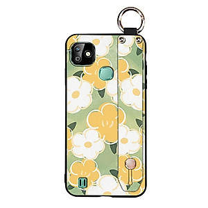 Original Lanyard Lulumi Phone Case for infinix X612/Smart HD 2021, Durable Sunflower Back Cover Painting Flowers Anti-dust for Girls Shockproof Dirt-Resistant Phone Holder Soft Wristband, 5