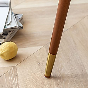 LUNLING Mid Century Modern Dining Room Chairs Faux Leather Upholstered Chairs,Metal Side Chairs with Walnut Wood Frame for Kitchen Dining Living Room Chairs(Orange 1PCS)