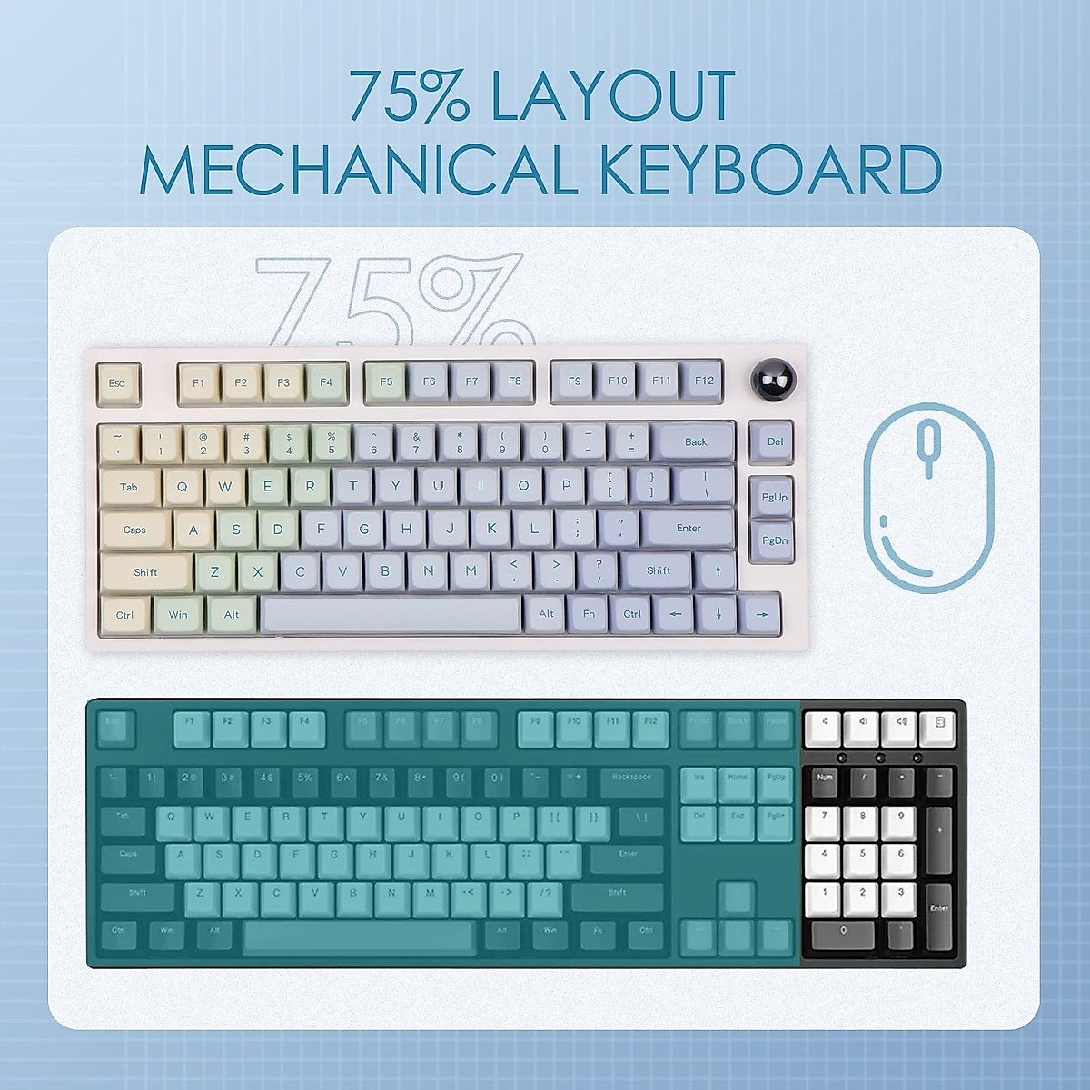 EPOMAKER TH80 Pro Wireless Gaming Keyboard, 3 Modes (2.4Ghz/Bluetooth 5.0/USB-C Wired) Mechanical Keyboard, Hot Swappable, RGB Backlit, for Windows/Mac/PS5/PS4/Xbox (Monet, Flamingo Switch)