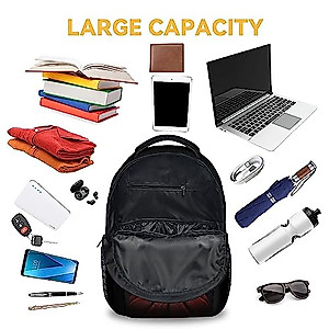 Mercuryelf Personalized Basketball Backpack for Boys Girls, 16 Inch Black Backpacks for School Travel, Cool Lightweight Bookbag for Kids