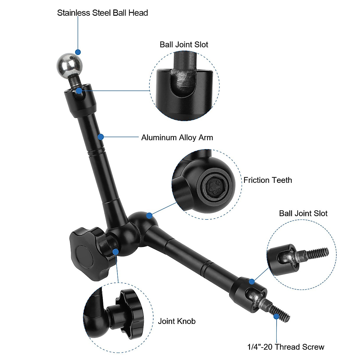 Mippko Tablet Holder for Microphone Stand and Mic Music Stand,Compatible with 4.7~12.9 inch iPad/Nexus/LG G Pads/e-Reader/iPhone,Multi Angle Adjustable 10 inch Long Aluminum Alloy Mount