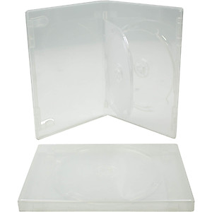 Square Deal Online - DV2R14CLWT - DVD Cases - 2 Disc - 14mm - with Hinged Tray and Wrap Around Sleeve - Clear (25-Pack)