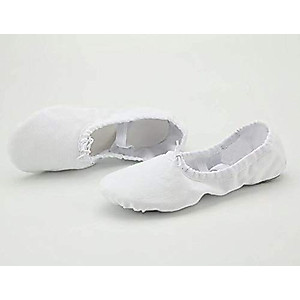 missfiona Women Canvas Ballet Slippers Dance Shoes Adult Practice Yoga Flat Belly Shoes(7, White)