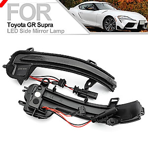 LED Dynamic Side Mirror Turn Signal Lights for 2020-2023 Toyota GR Supra Smoked Lens Sequential Turn Signal Lights Indicator Accessories LED Side Mirrors Marker Lamps