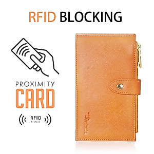 Travelambo RFID Wallet Women Large Size Bifold Multi Card Wallet Case with Zipper Pocke Credit Card Holder for Women