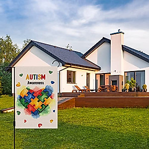 Autism Awareness Garden Flag Puzzle Piece Heart Inspirational Support Vertical Double Sized Yard Outdoor Decoration