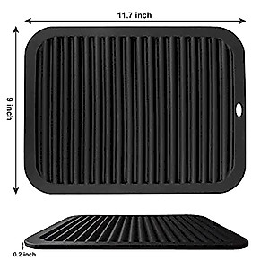 Ardanlingke 9" x 12" Silicone Trivets Mats, Heat Resistant Hot Pads for Kitchen Counter, Spoon Rest, Hot Pads, Large Coasters, Multi-Purpose Drying Trivet Mat (2 Pack, Black)