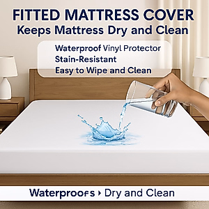 Vinyl Plastic Mattress Protector Fitted Sheet Style Waterproof Mattress Cover Breathable - Bed Wetting and Spill Protection for Mattress Fits a Mattress Up to 11.5" Deep (Twin 76" x 39" x 11.5" Deep)