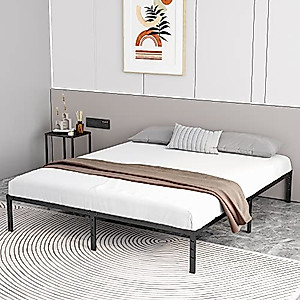 NEW JETO Metal Bed Frame-Simple and Atmospheric Metal Platform Bed Frame, Storage Space Under The Bed Heavy Duty Frame Bed, Durable King Size Bed Frame, Suitable for Bedroom, King