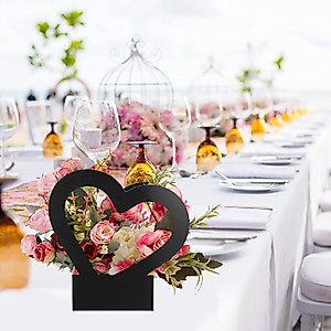 NUOBESTY Bouquet Flower Boxes 2Pcs Flower Box Heart Shaped Flower Bouquet Gift Packaging Boxes with Handle Flower Arrangement Basket Craft Paper Gift Bags Black Handheld Floral Basket