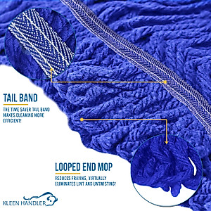 KLEEN HANDLER Blended Loop End Heavy Duty Mop Head Replacement, Wet Mop Refills for Industrial and Commercial Use, Dark Blue, 32 Oz (3-Pack)