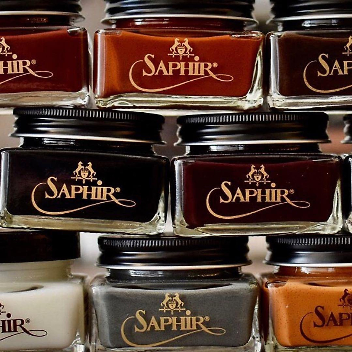 SAPHIR Medaille d'Or Pommadier Cream 75ml – Natural Cream Leather Shoe Polish, Leather Conditioner for Boots, Handbags - Black