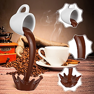 Floating Coffee Cup 2 Pieces Spilling Large Coffee Cups Floating Coffee Cup Mug Sculpture Floating Cup Coffee Bar Accessories Pouring Floating Coffee Mug for Coffee Lover Home Kitchen Decorations