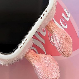 Tewwsdi Compatible for iPhone 14 Phone Case Cute,Kawaii 3D Doll DIY Hair Braids Camera Protector Plush Case,Winter Warm Furry Funny Case for iPhone 14 Women Girls(Green Braids)