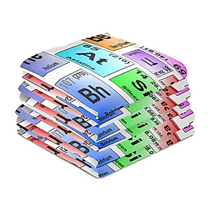 Periodic Table of The Elements Kitchen Towels 4 Pack, Rainbow Chemistry Dish Cloths Dish Towels Absorbent Tea Towels Bar Towels with Loop Kitchen Dish Towel for Household Drying Dish 18" x 28"