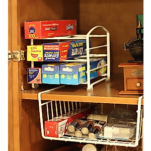 DecoBros Under Shelf Basket Wrap Rack, White