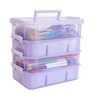 Everything Mary Plastic Craft Storage Organizer Box, Purple - Container for Beads & Supplies - Organizers for Craft, Art, & Painting - Plastic Container Case for Organization