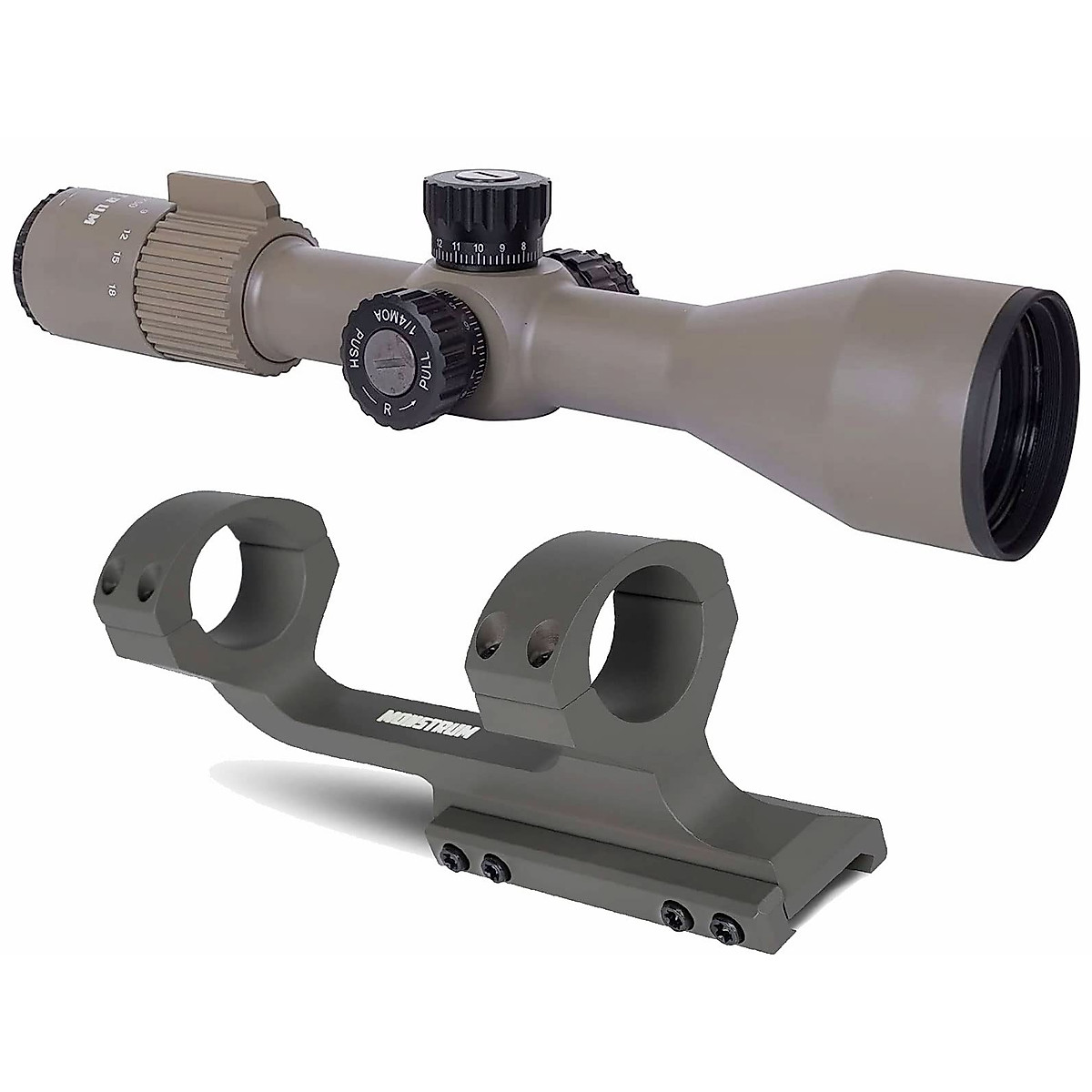 Monstrum G3 3-18x50 FFP Rifle Scope | Flat Dark Earth | Monstrum Extended Length Offset Scope Mount | 20 MOA | Bundle