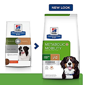 Hill's Prescription Diet Metabolic + Mobility, Weight + j/d Joint Care Chicken Flavor Dry Dog Food, Veterinary Diet, 24 lb. Bag
