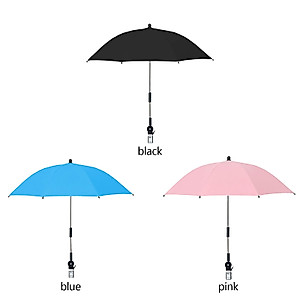 Firlar Chair Umbrella With Clamp, 50+ Portable Wheelchairs Rainproof Umbrella, 6 Bones Stroller Umbrella 360 Degree Adjustable Umbrella For Chair Beach Bleacher Wheelchairs Truck Golf Carts (Blue)