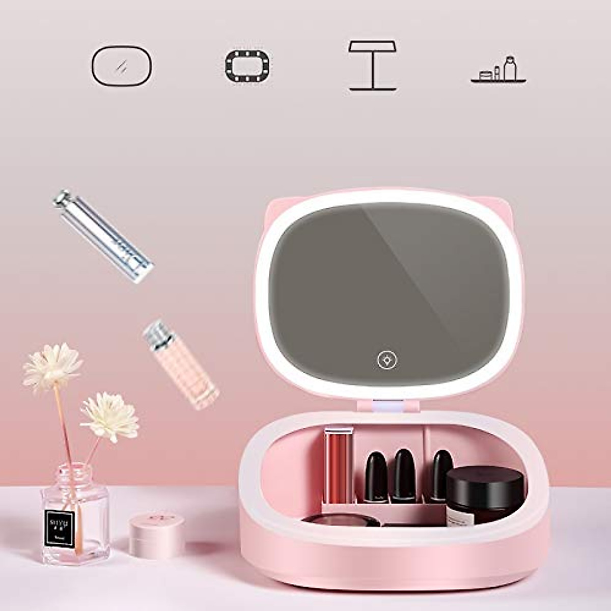 COTCLO Makeup Mirror with Led Light Storage Box M141 Led Vanity Mirror Cosmetic Organizer Lighted Led Makeup Mirror Beauty Light/a