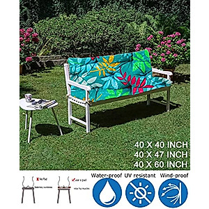 Three Seat Swing Replacement Cushions, Replacement Cushions For Outdoor Furniture, Thicken Waterproof Swing Cushions 2/3 Seater Replacement, Garden Bench Seat Cushion (Flower Color 40 * 60 In)