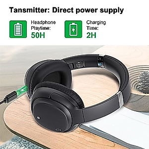 Soundodo Bluetooth Headphones for tv Watching,Wireless Headphones for Tv Watching with Bluetooth 5.3 Transmitter with Optical,RCA,AUX,Plug n Play,50H Playtime,No Delay,Dual Link,165ft Long Range